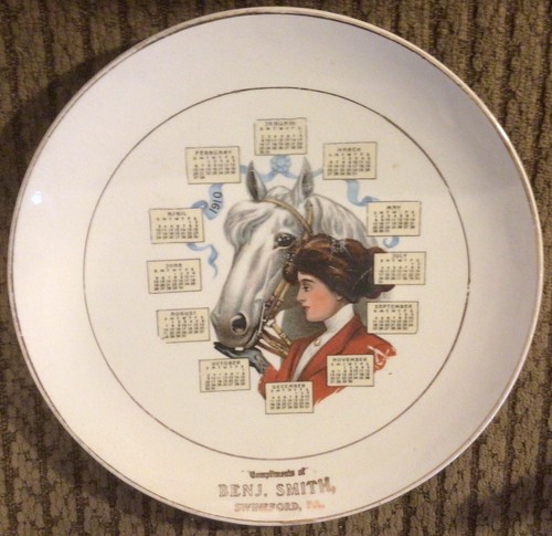 Fox Hunt Hunting Side Saddle Lady Calendar Plate 1910 Compliments Of ...