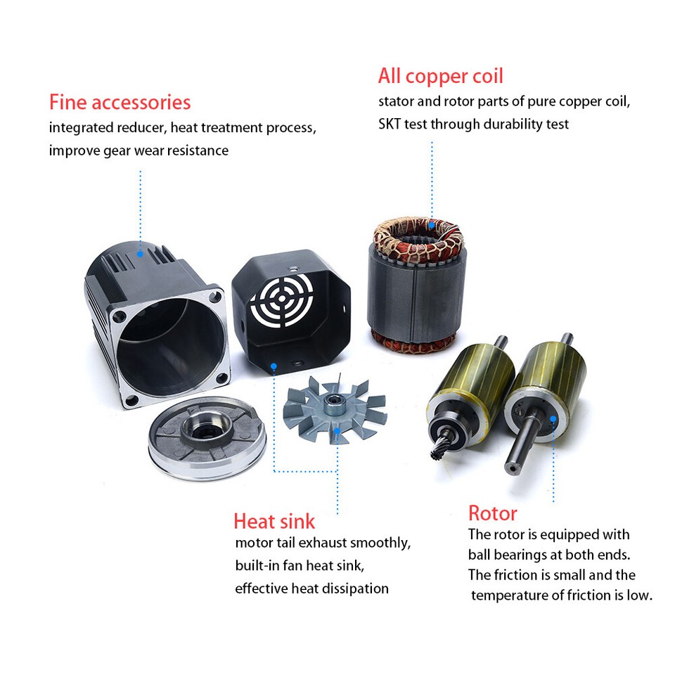 110V 90W 1:100 AC Gear Motor Electric w/ Speed Reduction Controller ...