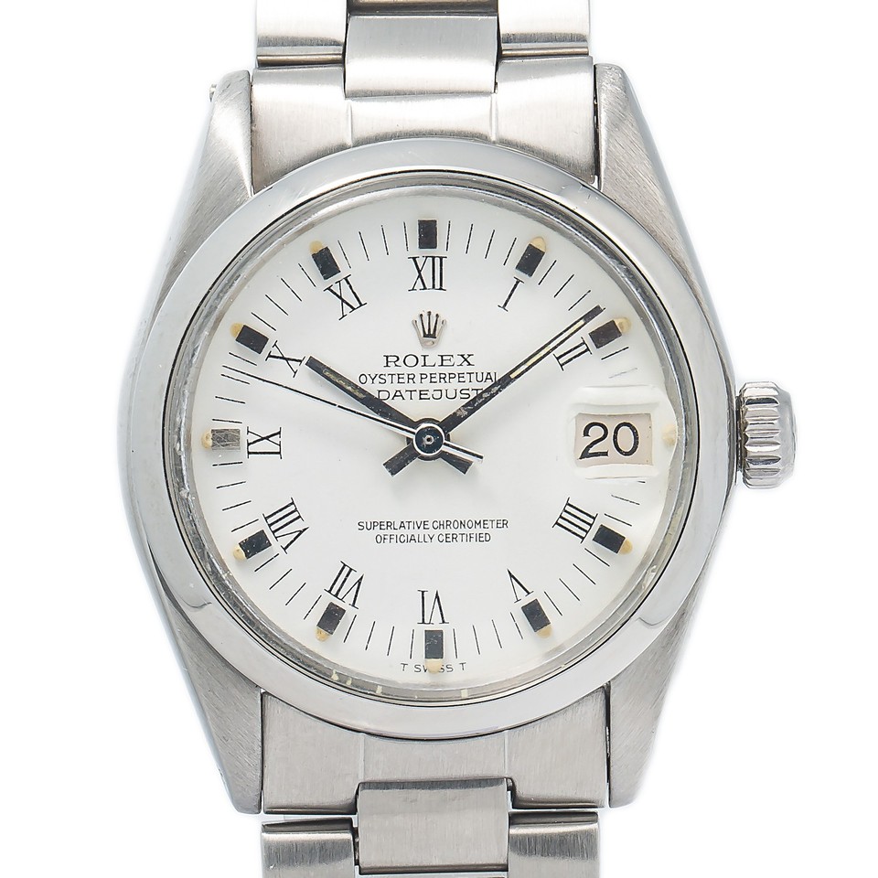 Rolex Date Just 6824 Stainless Oyster Roman & Index White Dial Men's ...