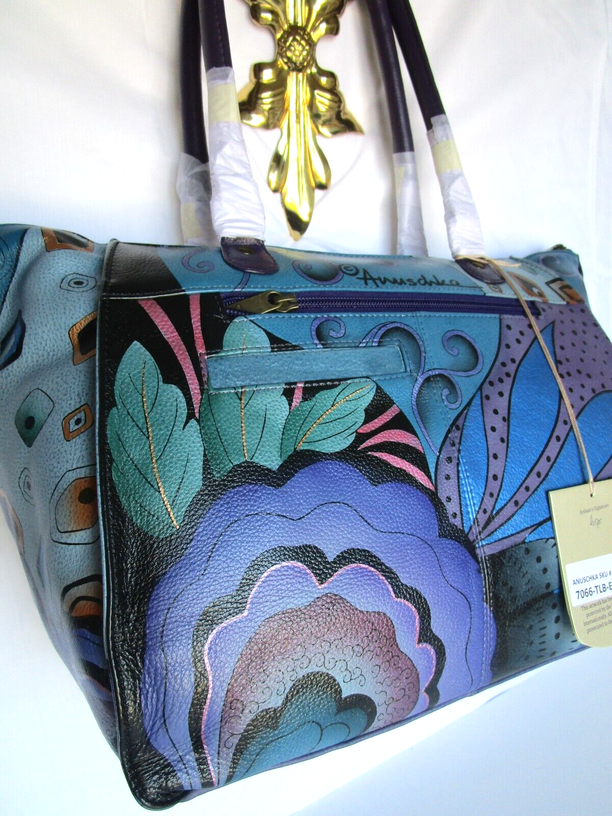 Anuschka Hand Painted Leather Tote Large Multicolor Floral Print NWT | eBay