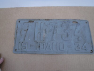1934 Idaho County IDAHO License Plate Number 7H-734 Low Number | eBay