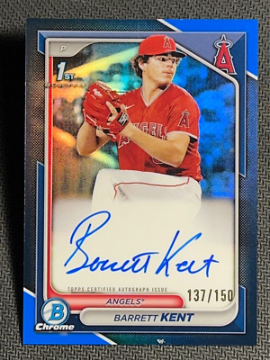 2024 Bowman Chrome 1st BLUE REFRACTOR PROSPECT ROOKIE AUTO Barrett Kent ...