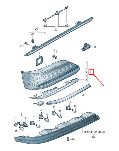 NEW AUDI Q7 4M REAR LEFT SIDE TAILGATE TAILLIGHT 4M0945093F ORIGINAL | eBay