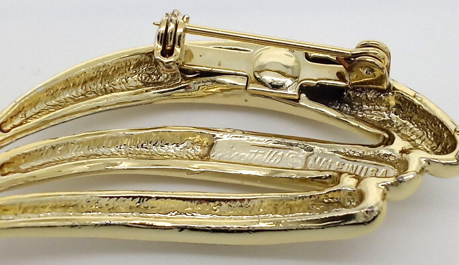 Piscitelli Brooch Pin MCM Modernist Waves Gold Tone Metal Retro Vintage ...