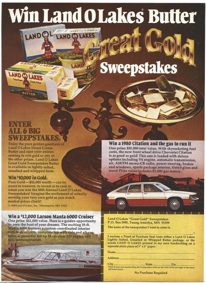 Land O' Lakes Butter Print Ad, Land O' Lakes Magazine Ad, Land O' Lakes ...