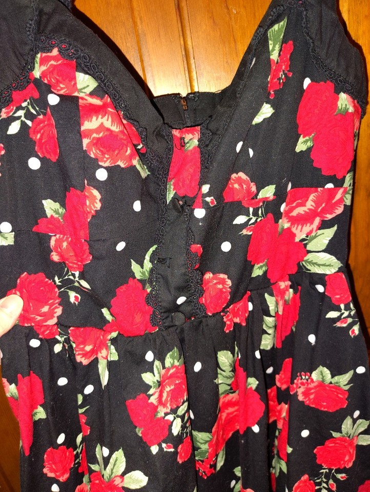 Hot Topic Dress Floral Polka Dots Retro Rockabilly Swing Size Small | eBay