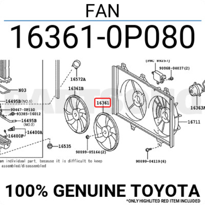 163610P080 Genuine Toyota FAN 16361-0P080 | eBay