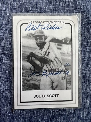 Joe B. Scott Autographed Negro League Baseball Card ‘Yesterday’s ...