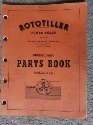 Vintage Rototiller Power Tiller Preliminary Parts Book Model B1-6 | eBay