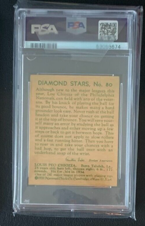 1935 Diamond Stars Louis Chiozza #80 Green Back, PSA NM 7 | eBay