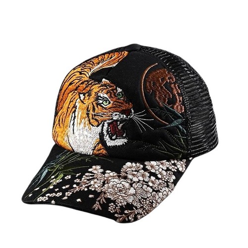 Mens Trucker Mesh Cap Japanese Pattern Embroidery Dragon Tiger Phoenix ...