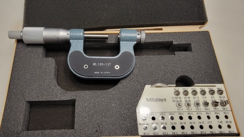 MITUTOYO 126-901,tread Micrometer, 0-1" 0.001" Thread Mic W/ Anvils ...