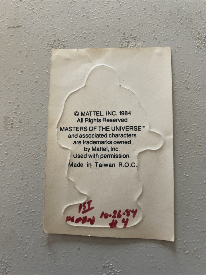 1984 Masters Of The Universe He-Man card puffy sticker battle armor ...