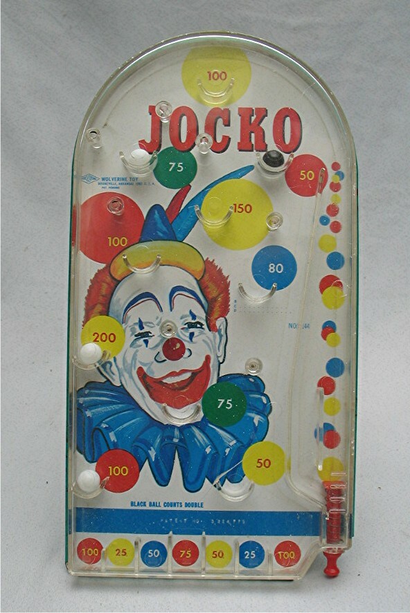 Vintage Jocko Pinball Game with Clown -- Wolverin Toy | eBay