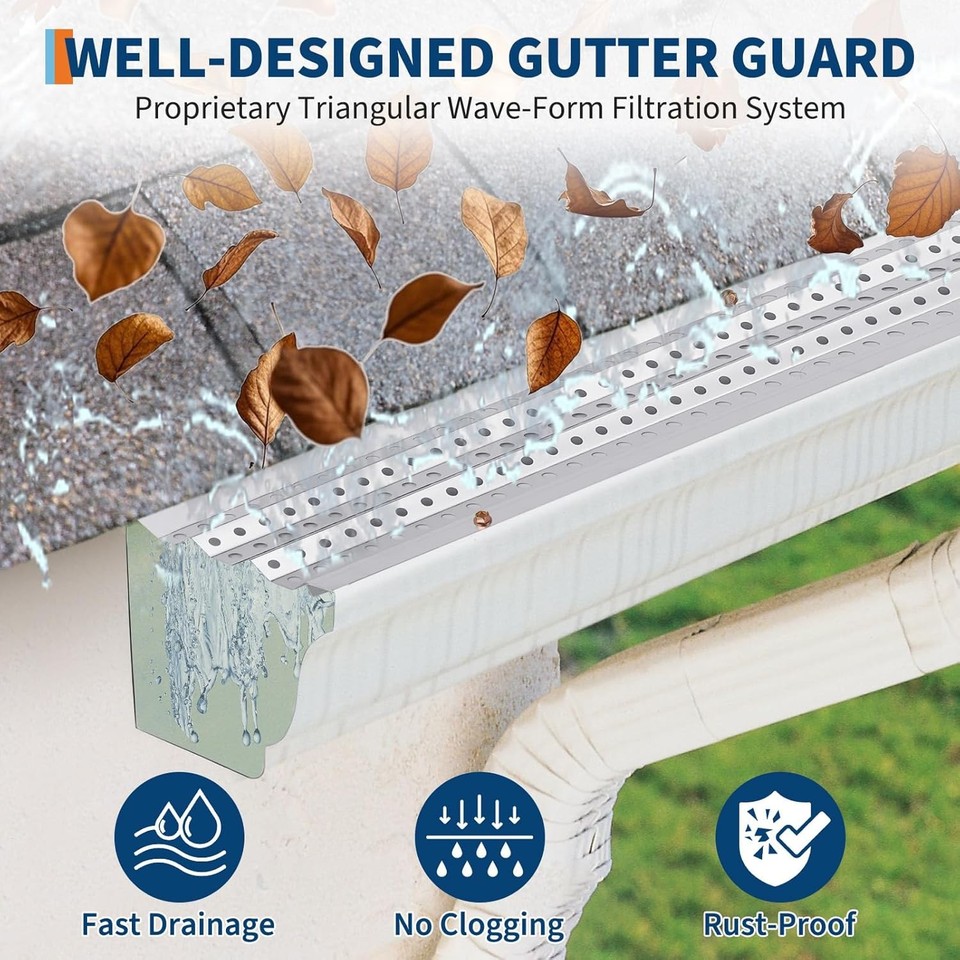 Gutter Guard 5"/6" Wide 50/100/200' Length Cover Mesh Leaf Debris ...