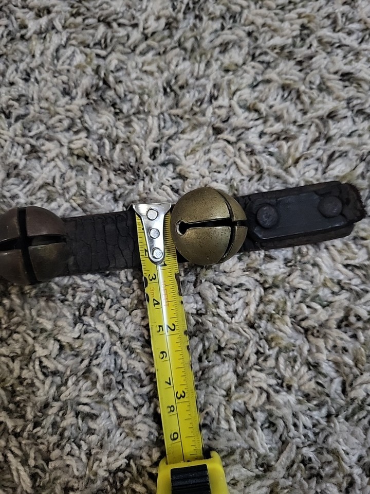 Antique Vintage Reindeer Sleigh Bells on Leather Strap 52