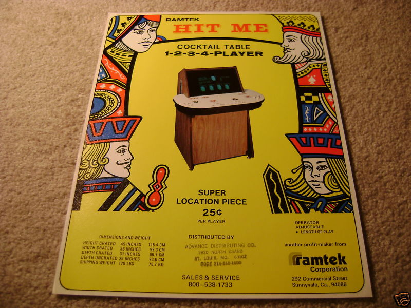 RAMTEK hit me cocktail table video arcade flyer | eBay