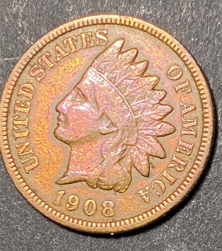 1908 P Indian Cent Penny near Uncirculated beautiful reddish color Semi ...