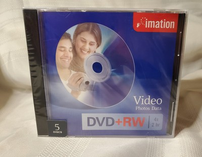 Imation DVD+RW Discs Pack of 5 4X 2 Hr Unopened Video Photos Data DVD ...