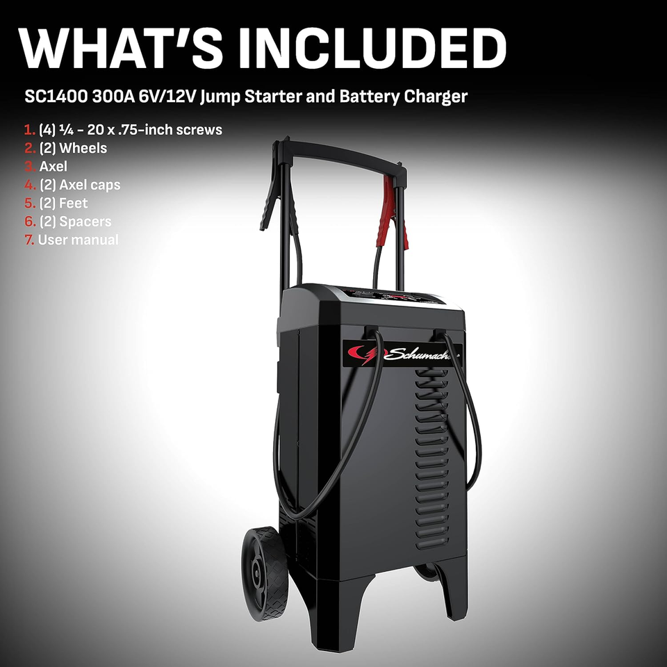 Wheeled Battery Charger and Engine Starter, SC1400, 4-In-1, Fully ...