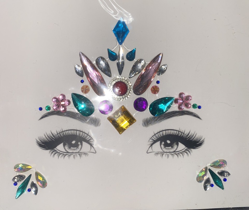 Face Crystal Sticker Eyes Crafted Body Jewels Festival Temporary Tattoo ...