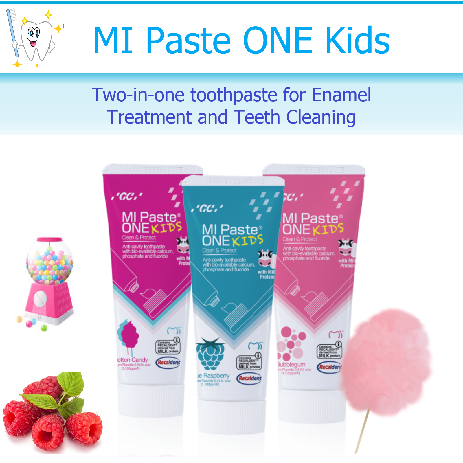 Dental MI Paste One Kids Toothpaste Anti-cavity, pH Buffering, 4 g tube ...