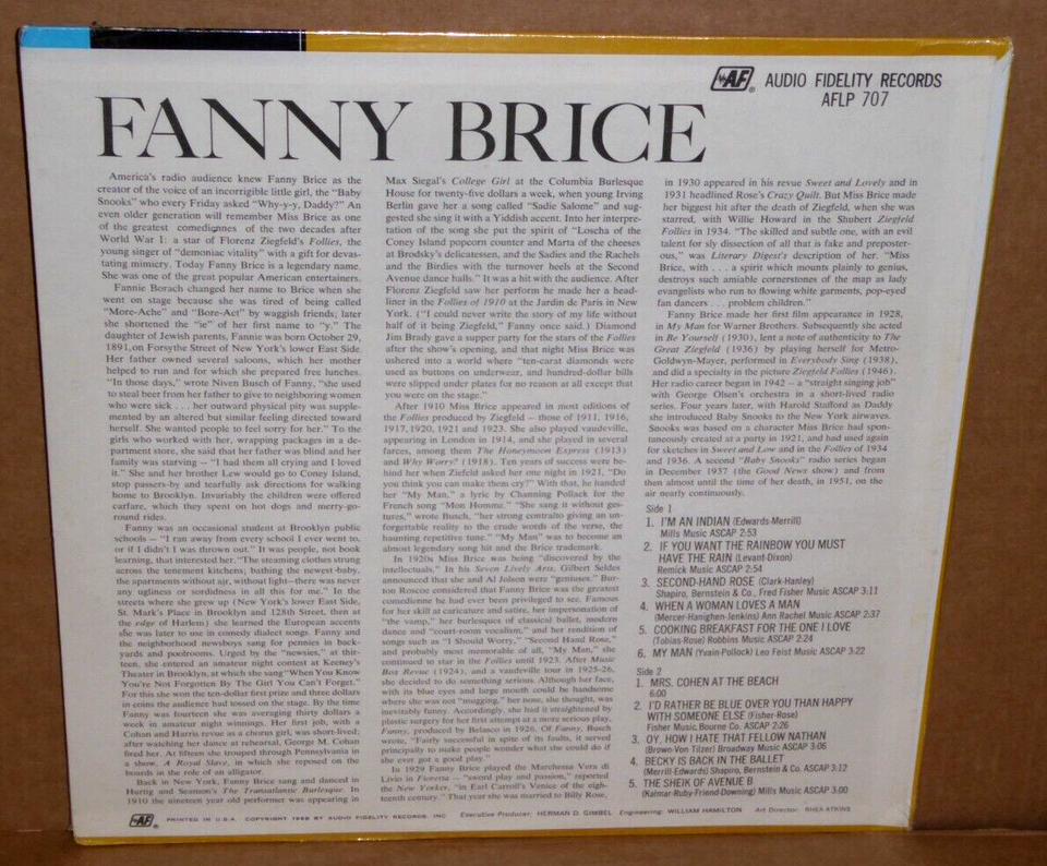 Fanny Brice The Original Funny Girl 1968 NEW SEALED vinyl LP record | eBay
