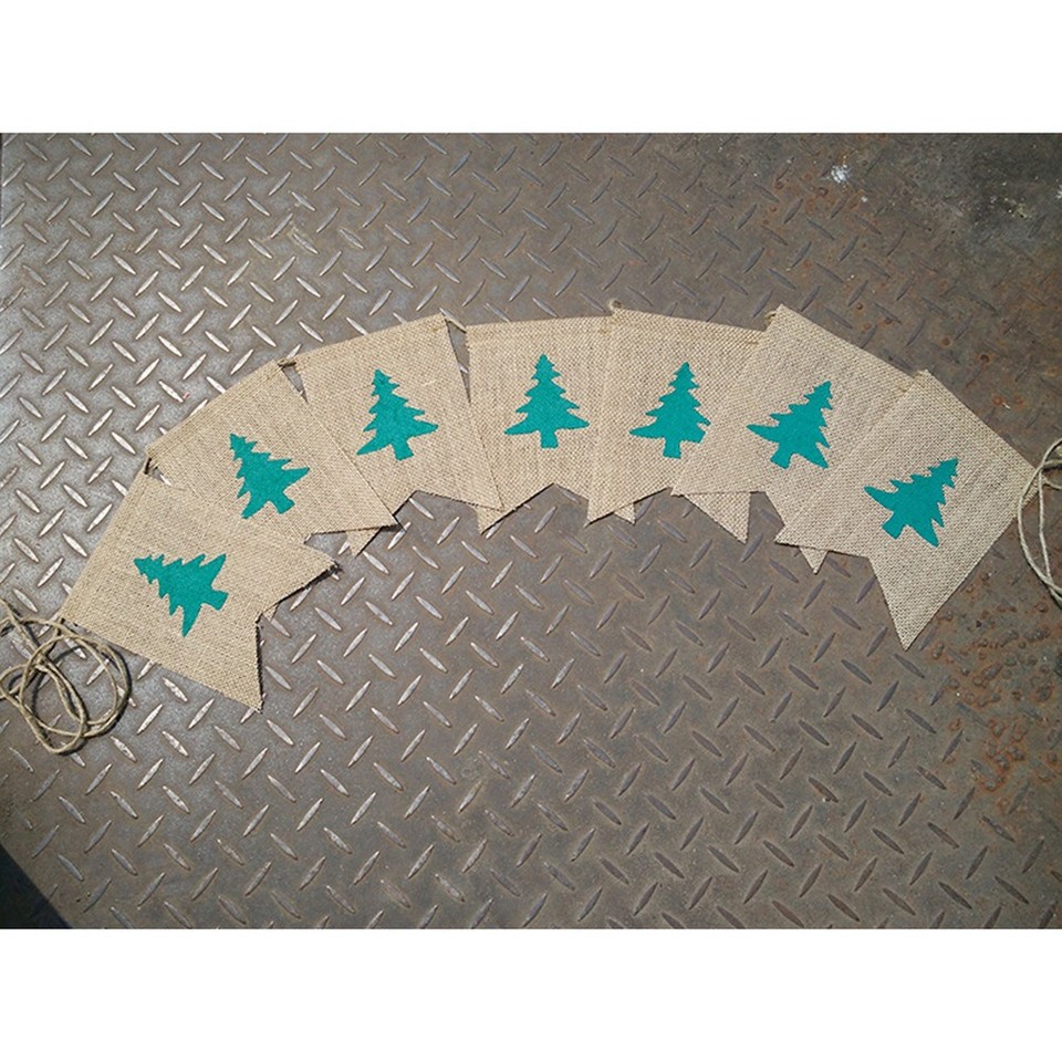 2 .8M Fabric Bunting Banner, Burlap Tree Christams Flag for Party ...