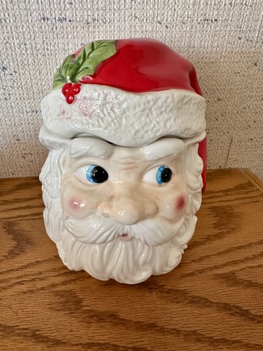 VTG Santa Head Small Cookie Jar Ceramic Christmas 7”x6” | eBay