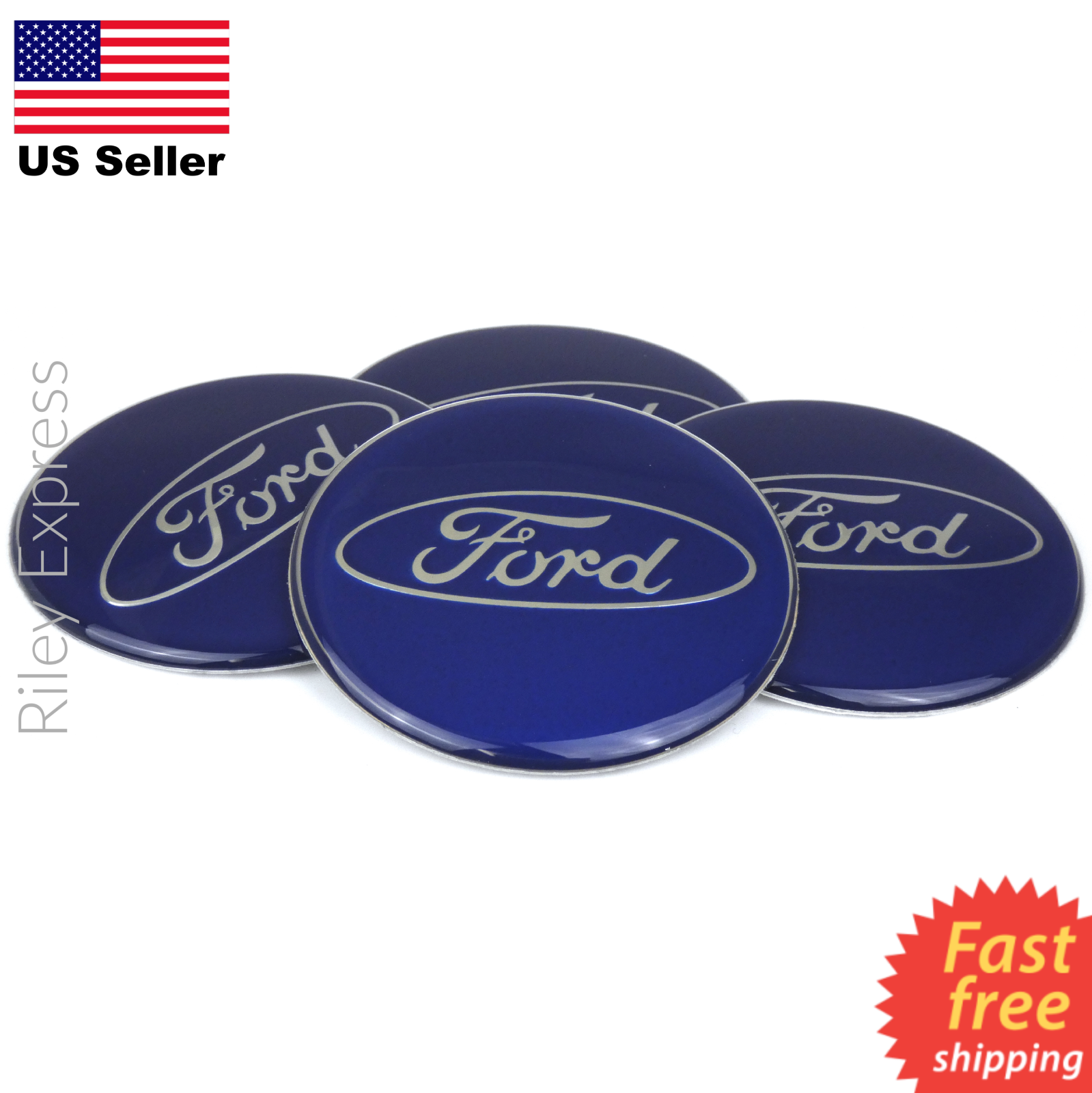 (4 Pack) Ford Wheel Center Cap Sticker Emblem Decals Resin Surface 2.55 ...
