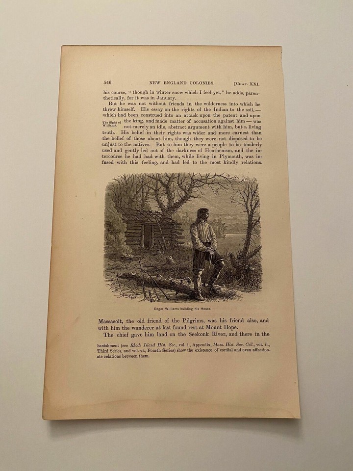 K158) Roger William's House Salem Massachusetts Bay Colony 1882 Engraving | eBay