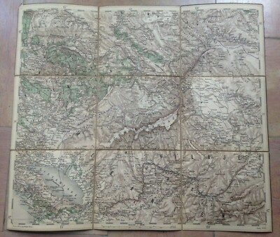 SCUTARI ALBANIA 1878 by Anonymous DETAILED ANTIQUE MAP ON LINEN 19e ...
