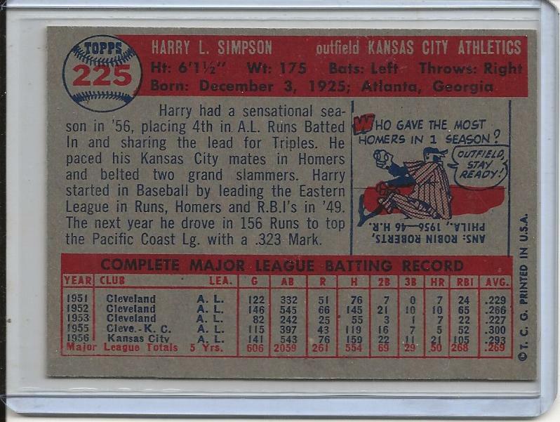 1957 Topps - Harry Simpson #225 for sale online | eBay