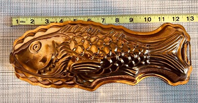 A fantastic Antique copper fish mould, with two handles to hang. Made ...