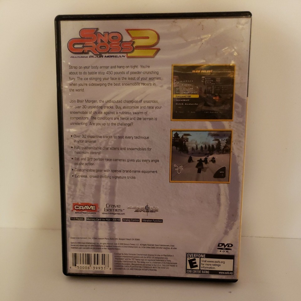 Sony Playstation 2 Black Label Sno Cross 2 PS2 Snowmobile Racing ...