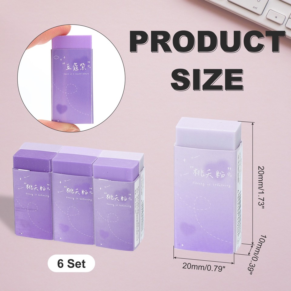 Pencil Erasers, 36 Pcs Rubber Rectangle Colorful Gradient Cute Eraser ...