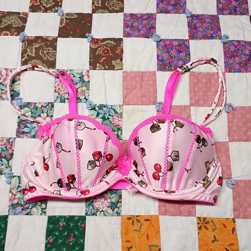 Victoria Secret Sexy Little Things Pink Cherry Print Push Up Size 32D ...