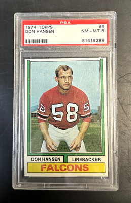 1974 Topps Football #3 Don Hansen, PSA 8 NM-MT, Falcons | eBay