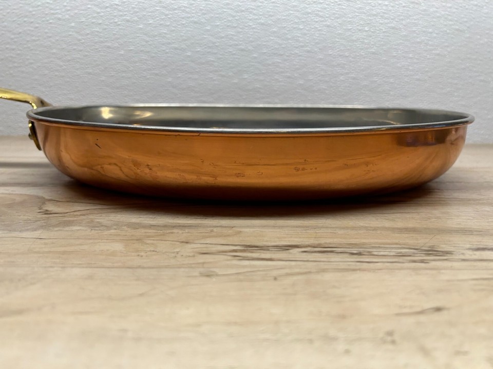 Tagus Portugal Solid Copper Oval Fish Saute Pan 13.5" x 9.5" Long Brass ...