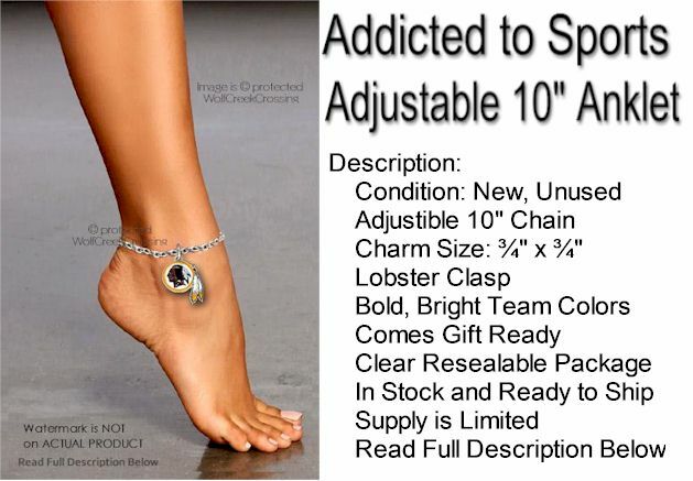 WASHINGTON REDSKINS ANKLET - FOOTBALL SPORTS ANKLE BRACELET JEWELRY HOT ...