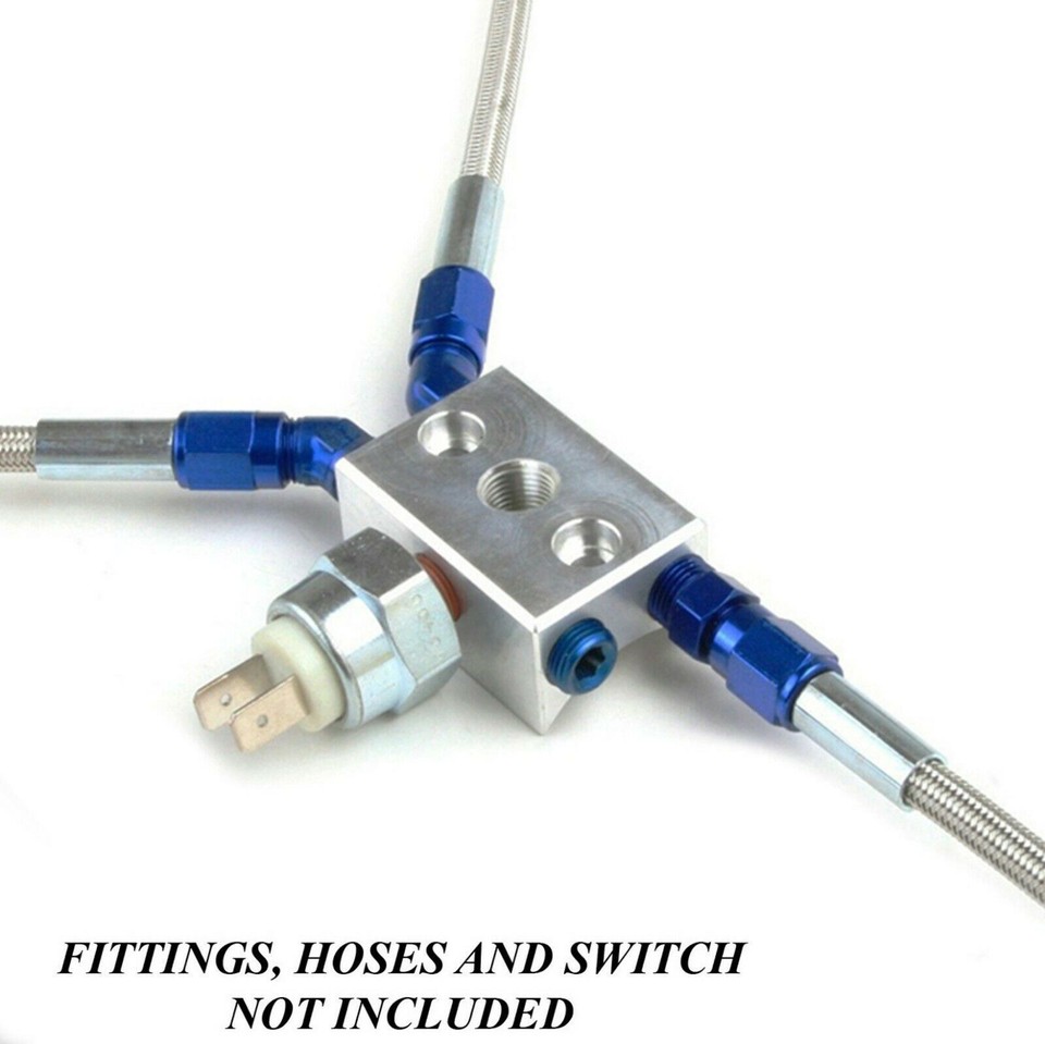 Brake Line Block With 1/8" Npt Holes. For Brake Switch Or T Adapter | eBay