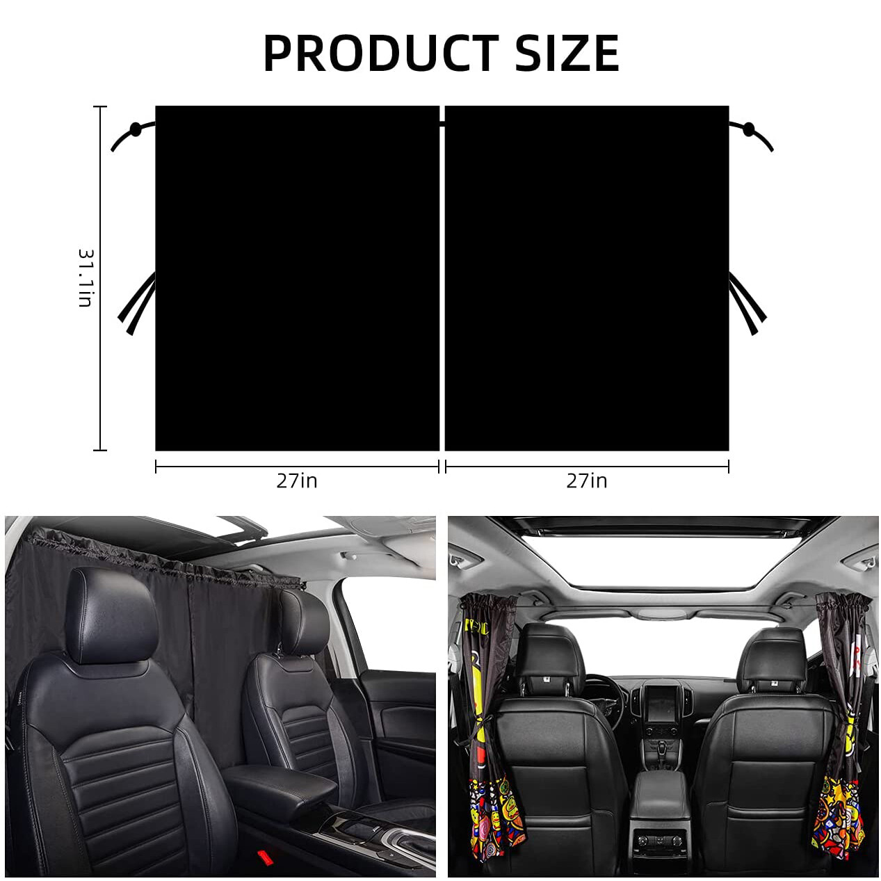 2X Car SUV Divider Curtain Sun Shade Side Window Privacy Travel Anti UV ...