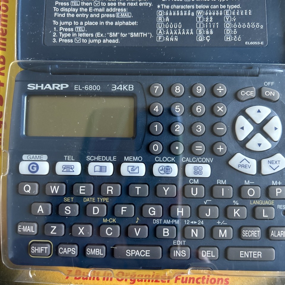 Sharp Electronic Organizer Memo Master EL-6800B Phonebook PDA w/ Game ...