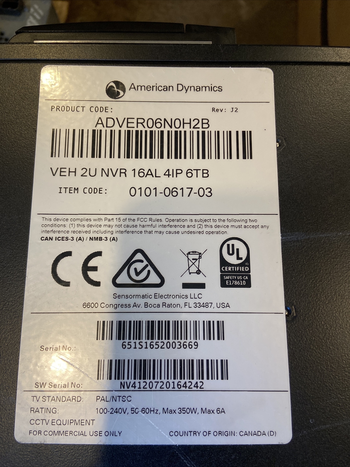 American Dynamics ADVER06N0H2B Hybrid dvr 16 CHANNEL 6TB- USED | eBay