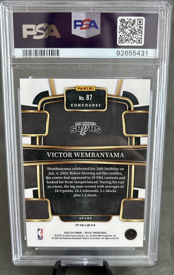 2023 Panini Select - Blue Cracked Ice #87 Victor Wembanyama (RC) PSA 10 ...