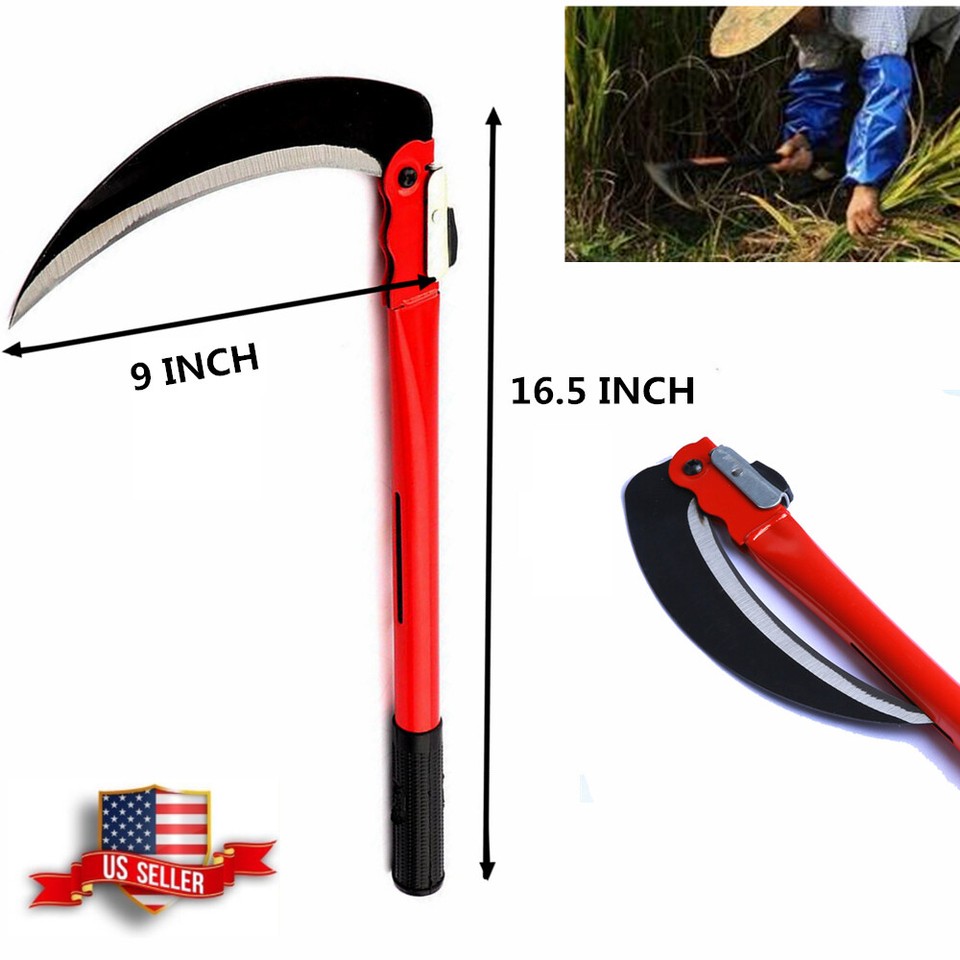 16" Folding Sickle Scythe Steel Mowing cutter Grass Farm Garden Yard ...