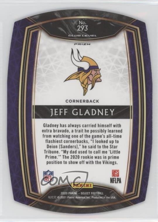 2020 Panini Select Club Level Blue Prizm Die-Cut Jeff Gladney Rookie RC ...