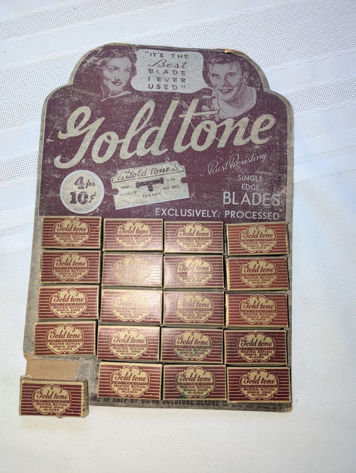 Original 1940s Gold Tone Razor Blade Store Display | eBay