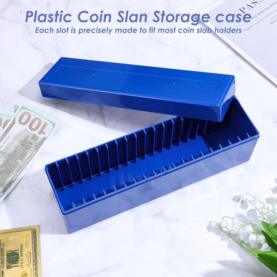 3 Pack Coin Slab Storage Box, 20 Slotted Case Plastic for Graded Coin ...