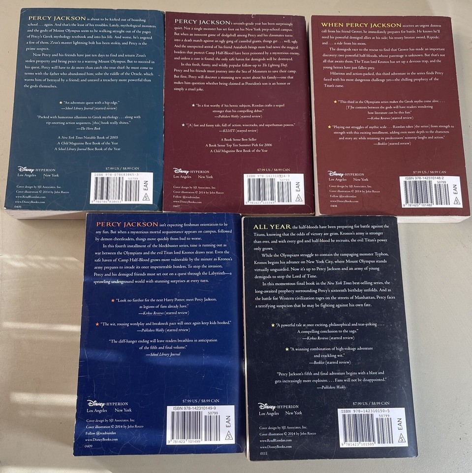 PERCY JACKSON Complete Series Lot of 5 Set of Original Cover PB Books ...